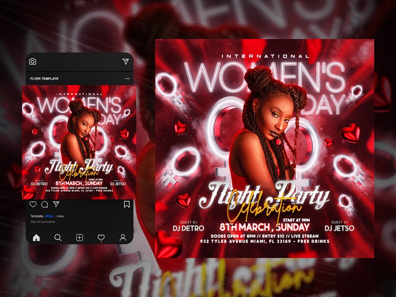 EDITABLE Women's Day Club Flyer Template, Event Flyer, Women's Day, DJ ...
