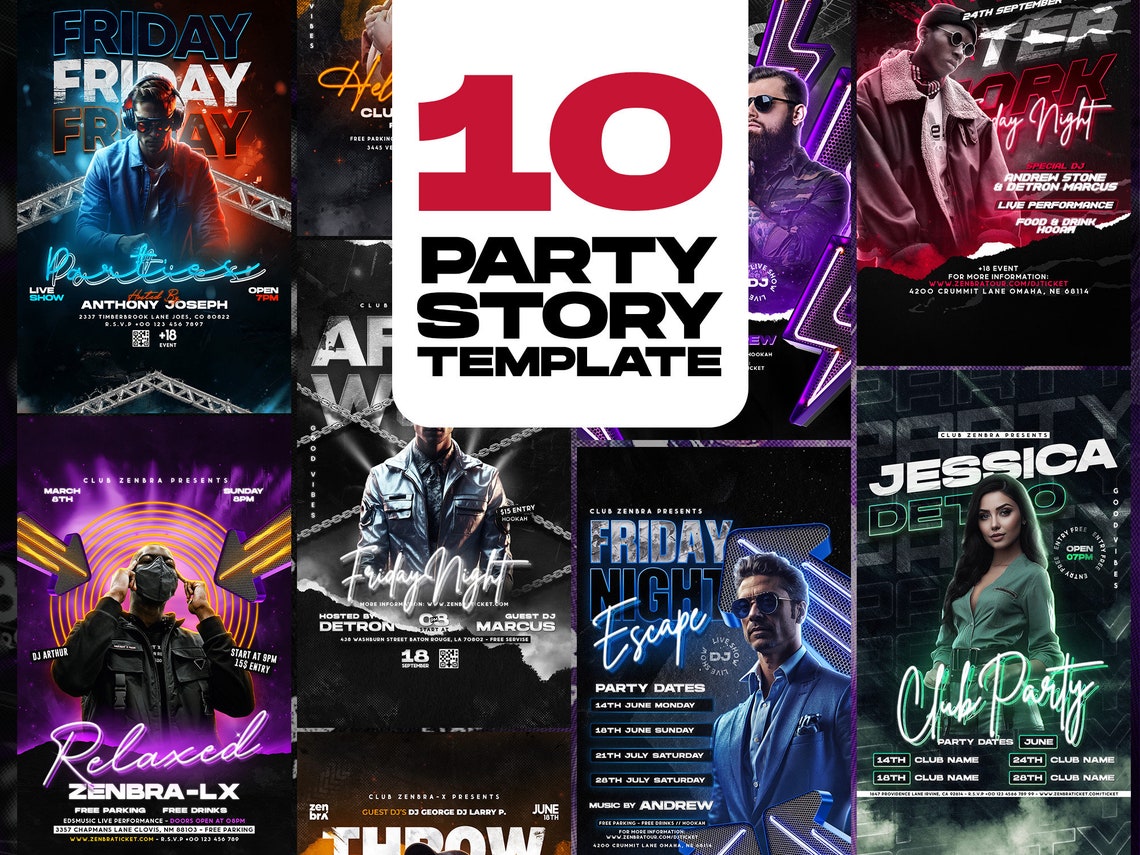 10 EDITABLE Party Story, Club Stories, Event Stories, Night Club, DJ ...