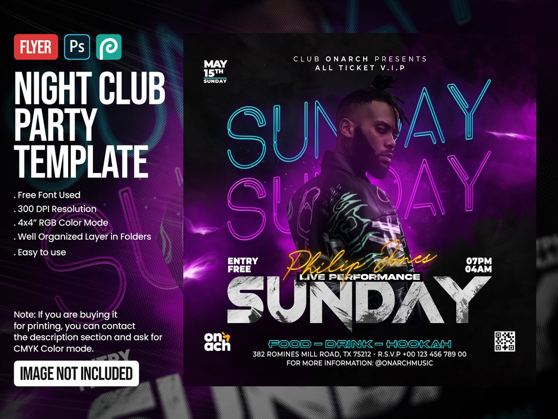 EDITABLE Club Flyer Template, Event Flyer, Night Club Invite Flyer, DJ ...