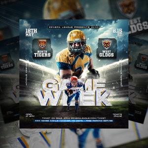 Game Day Football Flyer Template, Event Flyer, Football Flyer, Digital ...