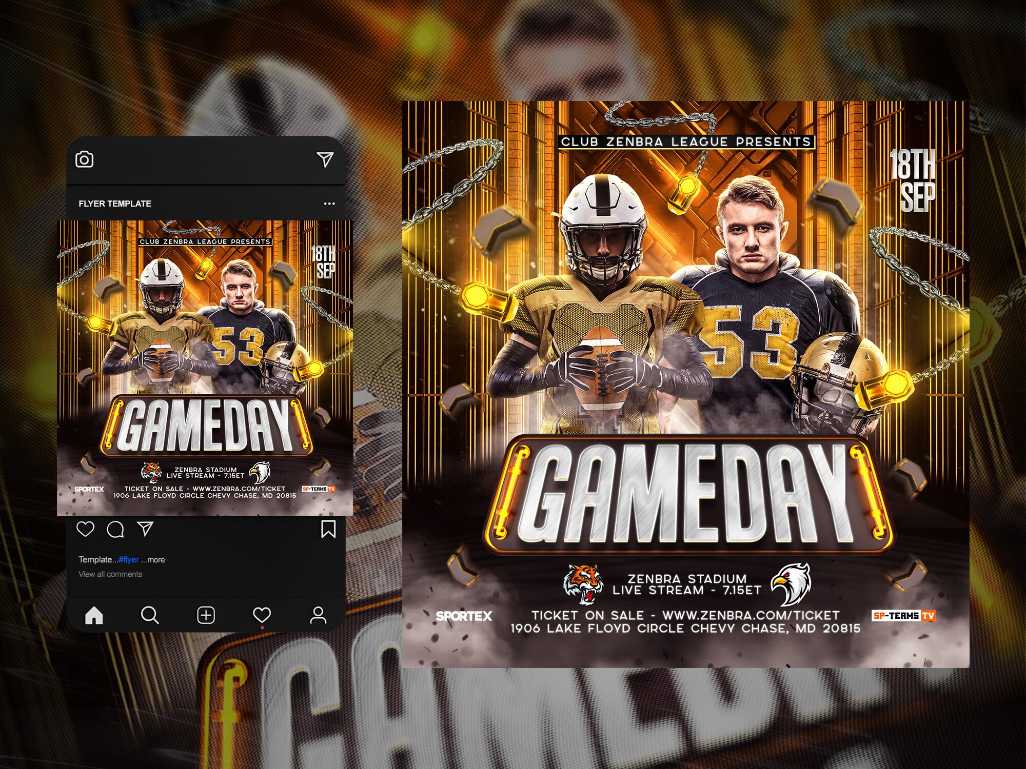 Game Day Football Flyer Template, Event Flyer, Football Flyer, Digital ...