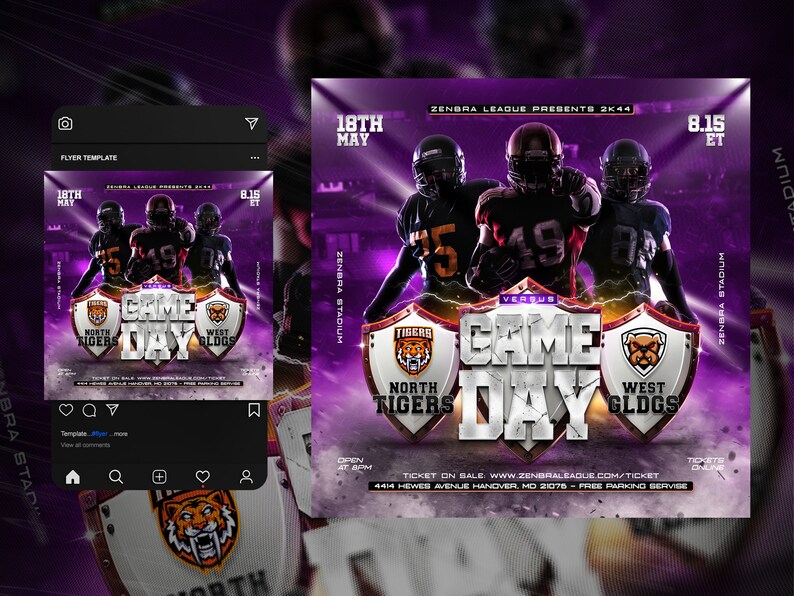 Game Day Football Flyer Template, Event Flyer, Football Flyer, Digital ...