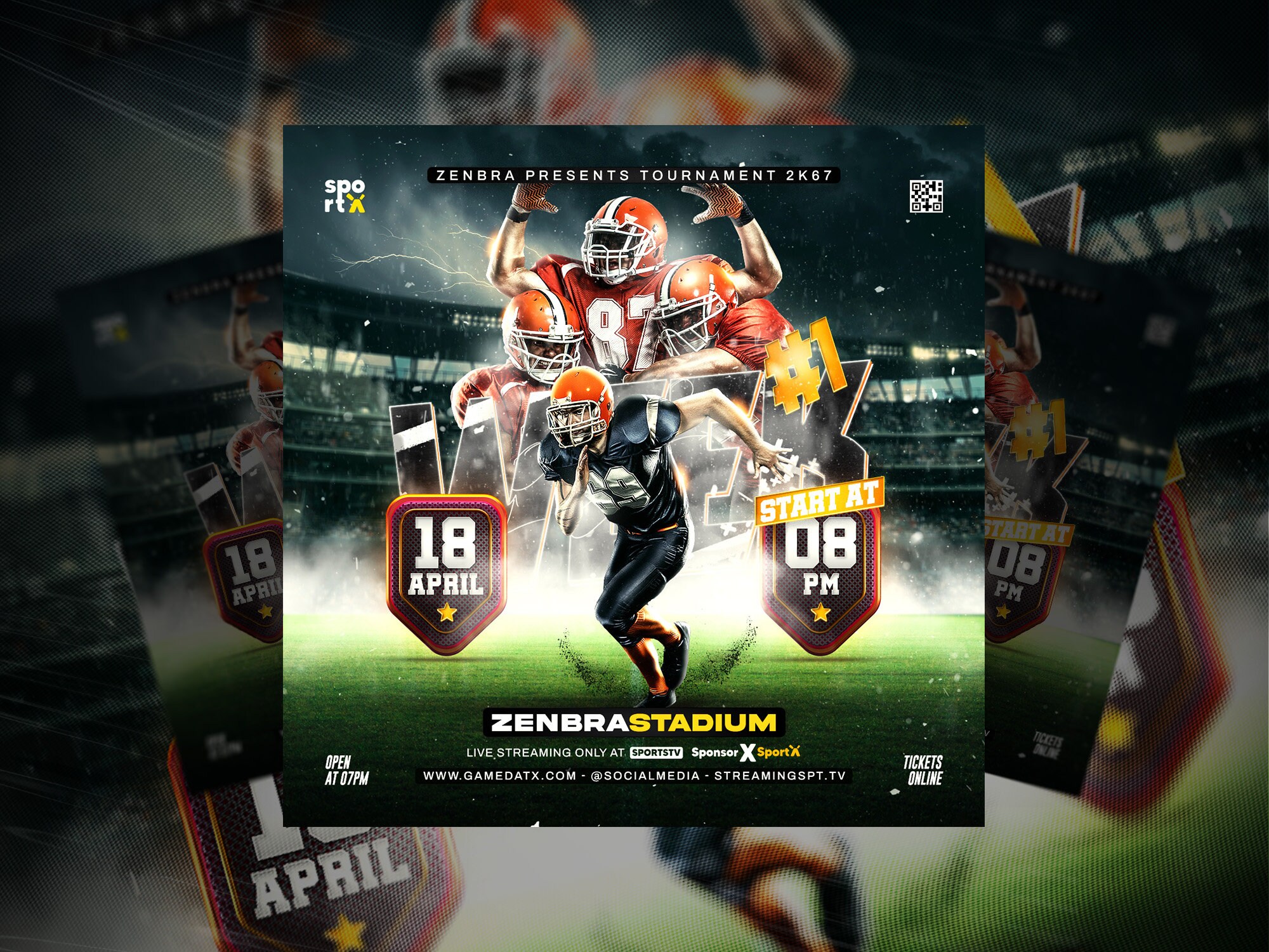Game Day Football Flyer Template, Event Flyer, Football Flyer, Digital ...