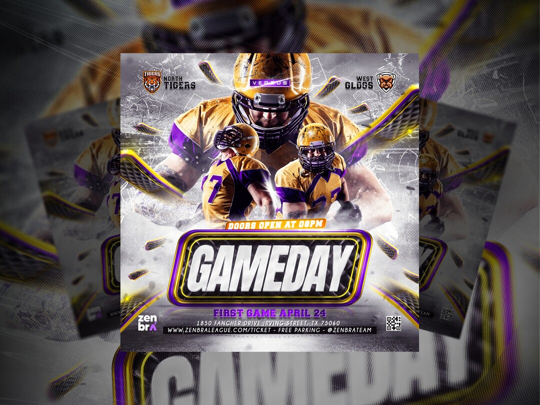 Game Day Football Flyer Template, Event Flyer, Football Flyer, Digital ...