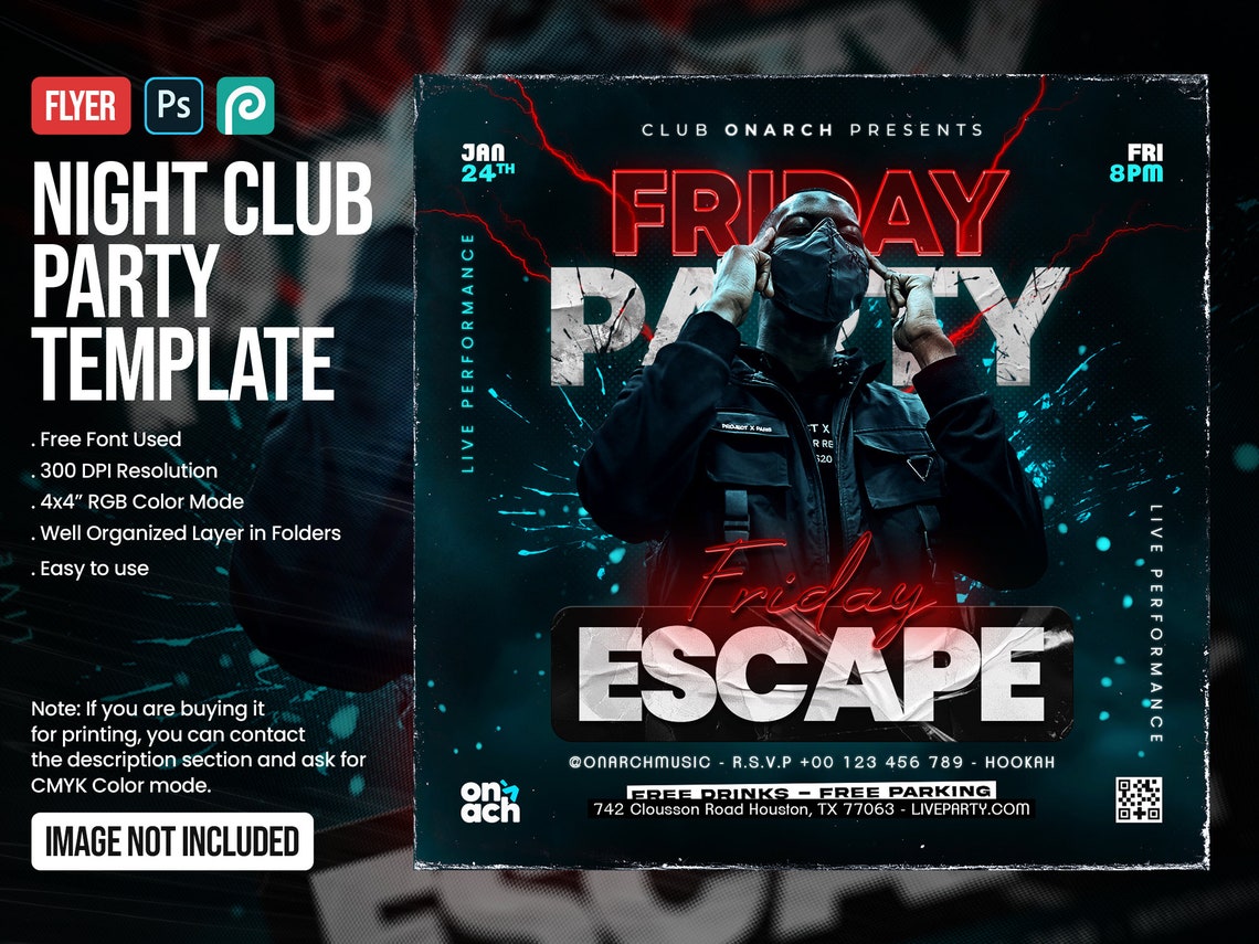 EDITABLE Club Flyer Template, Event Flyer, Night Club Invite Flyer, DJ ...