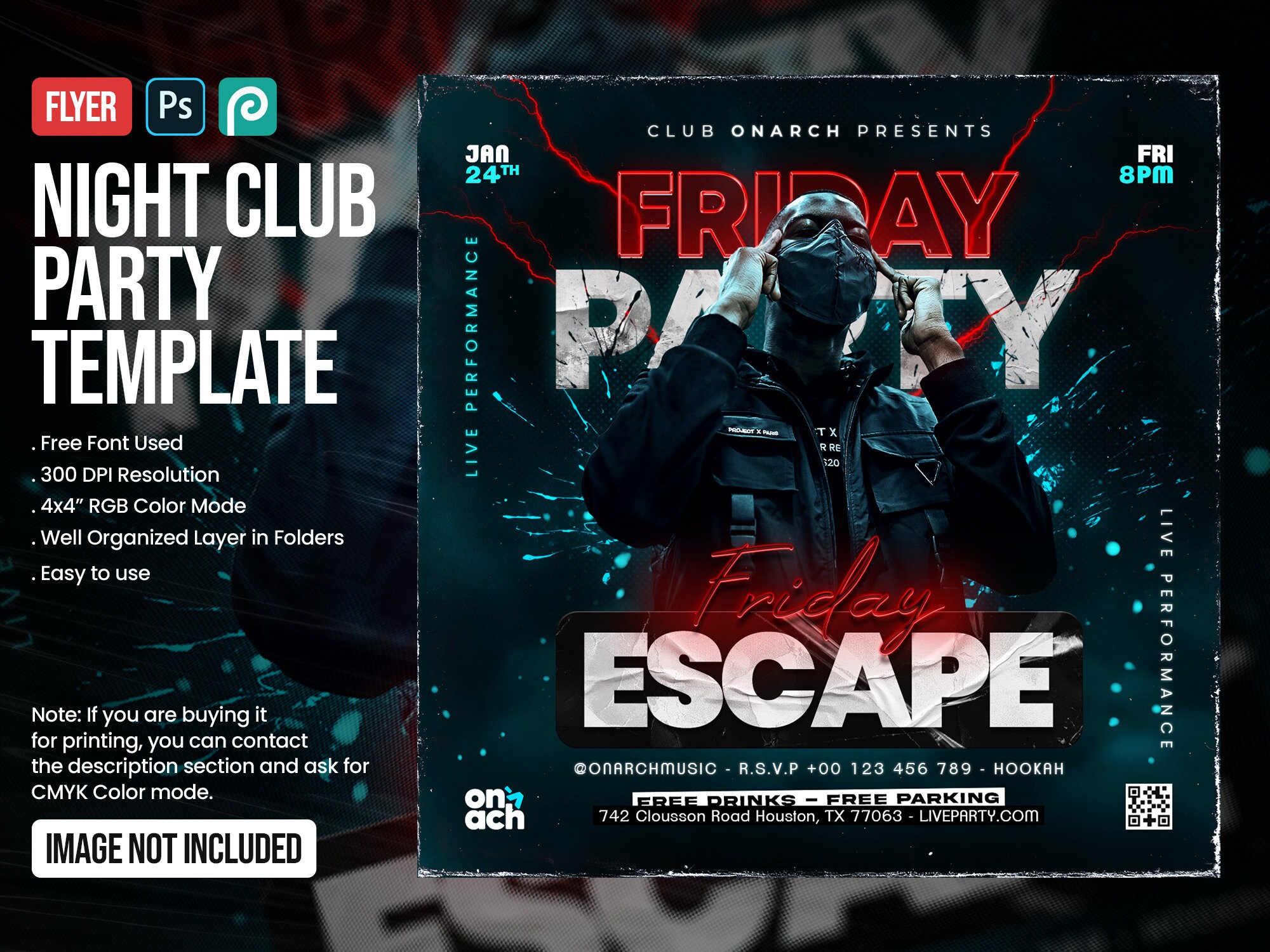 EDITABLE Club Flyer Template, Event Flyer, Night Club Invite Flyer, DJ ...