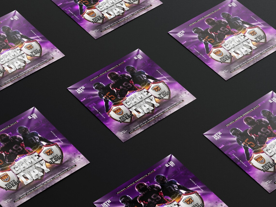 Game Day Football Flyer Template, Event Flyer, Football Flyer, Digital ...