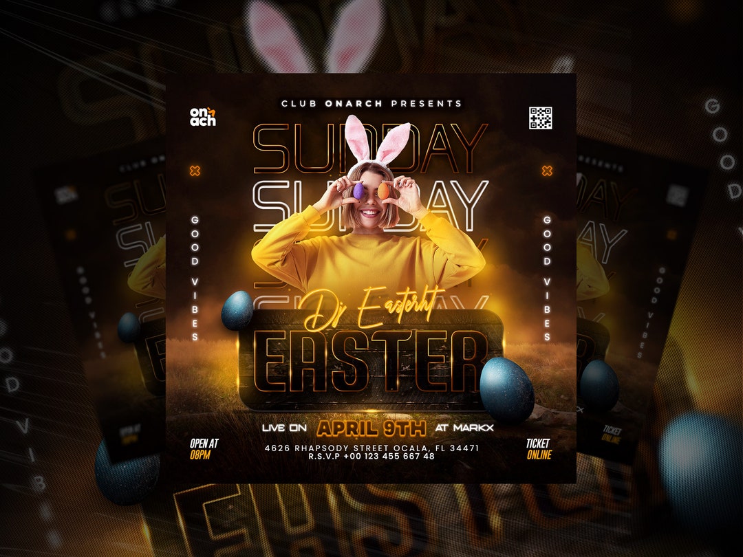 EDITABLE Happy Easter, Club Flyer Template, Event Flyer, Easter, DJ ...