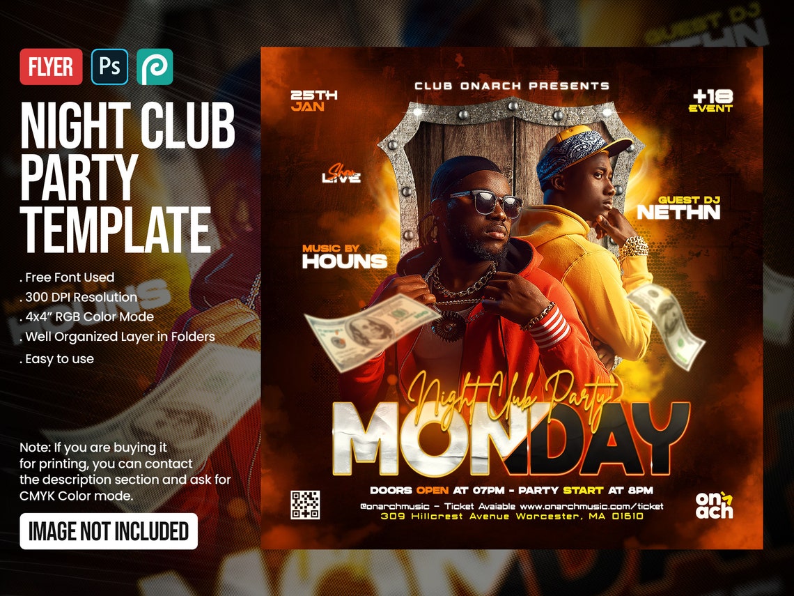 EDITABLE Club Flyer Template, Event Flyer, Night Club Invite Flyer, DJ ...