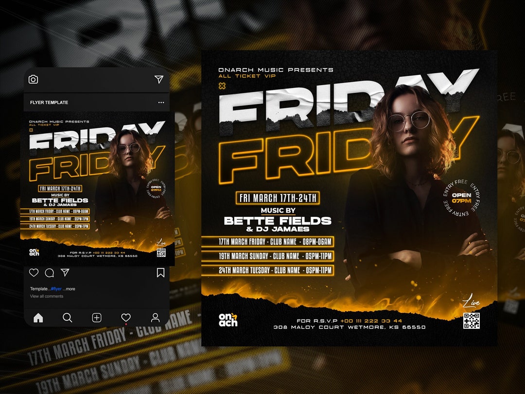 EDITABLE Club Flyer Template, Event Flyer, Night Club Invite Flyer, DJ ...