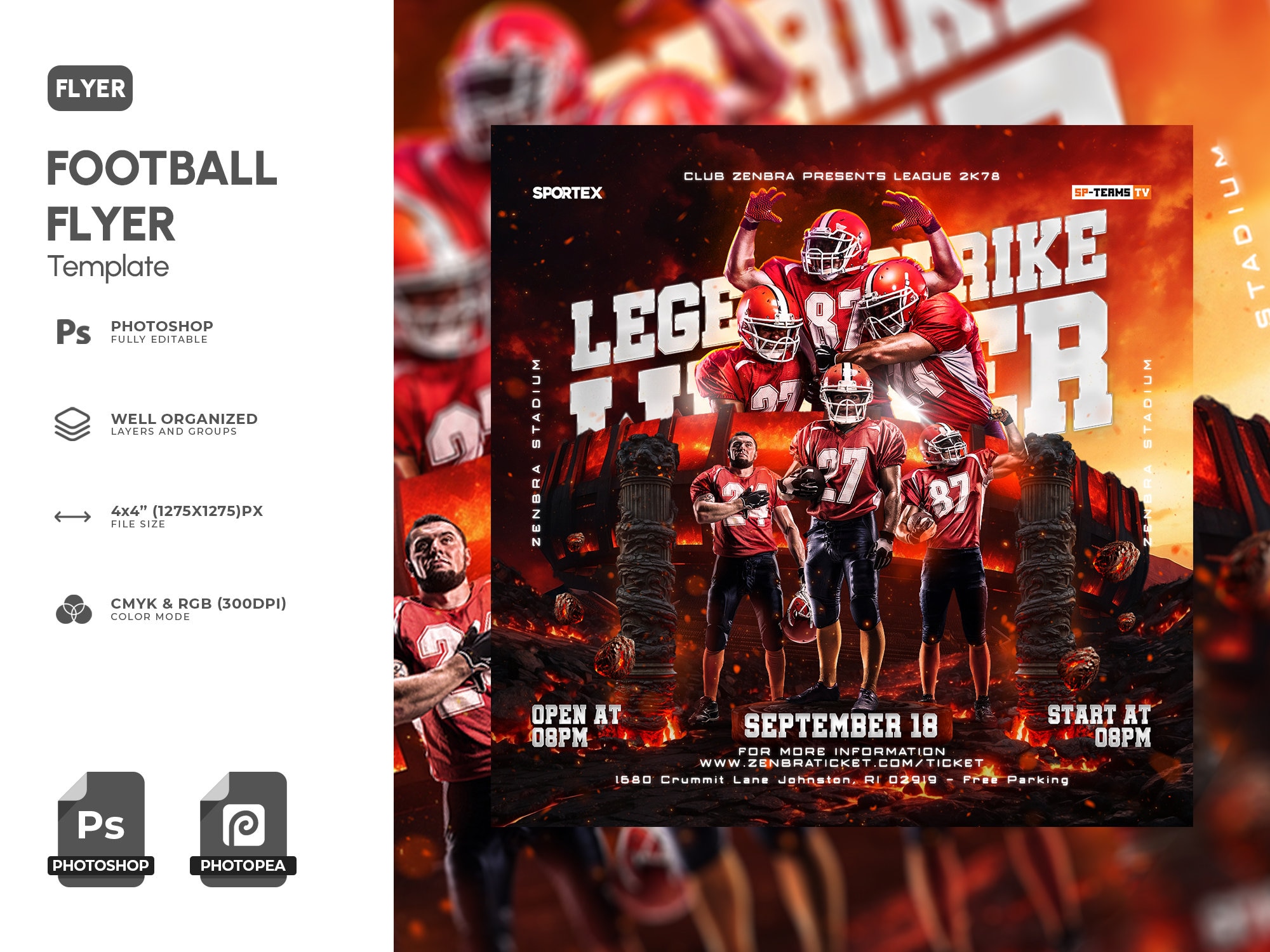 Game Day Football Flyer Template, Event Flyer, Football Flyer, Digital ...