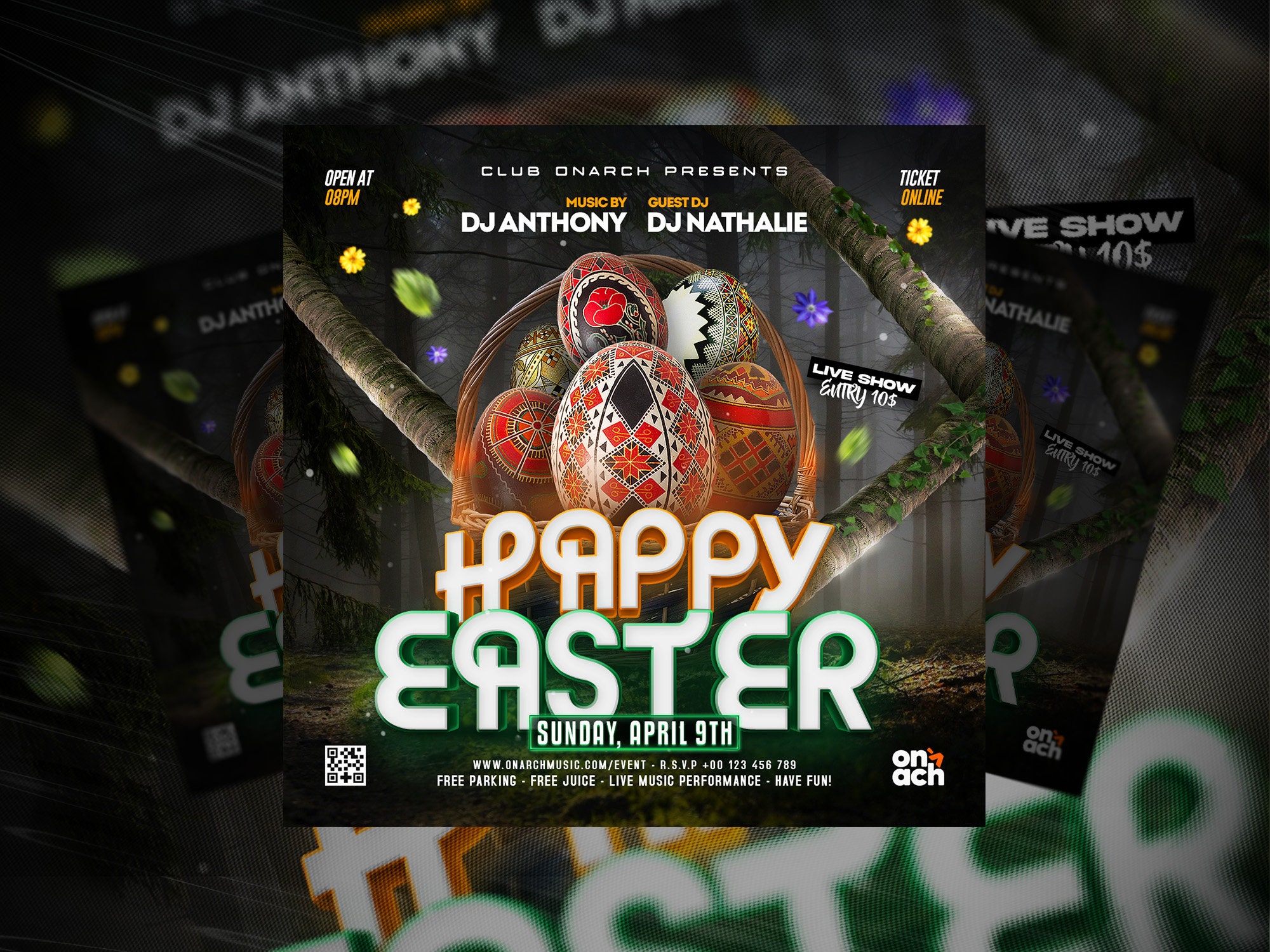 EDITABLE Happy Easter, Club Flyer Template, Event Flyer, Easter, DJ ...