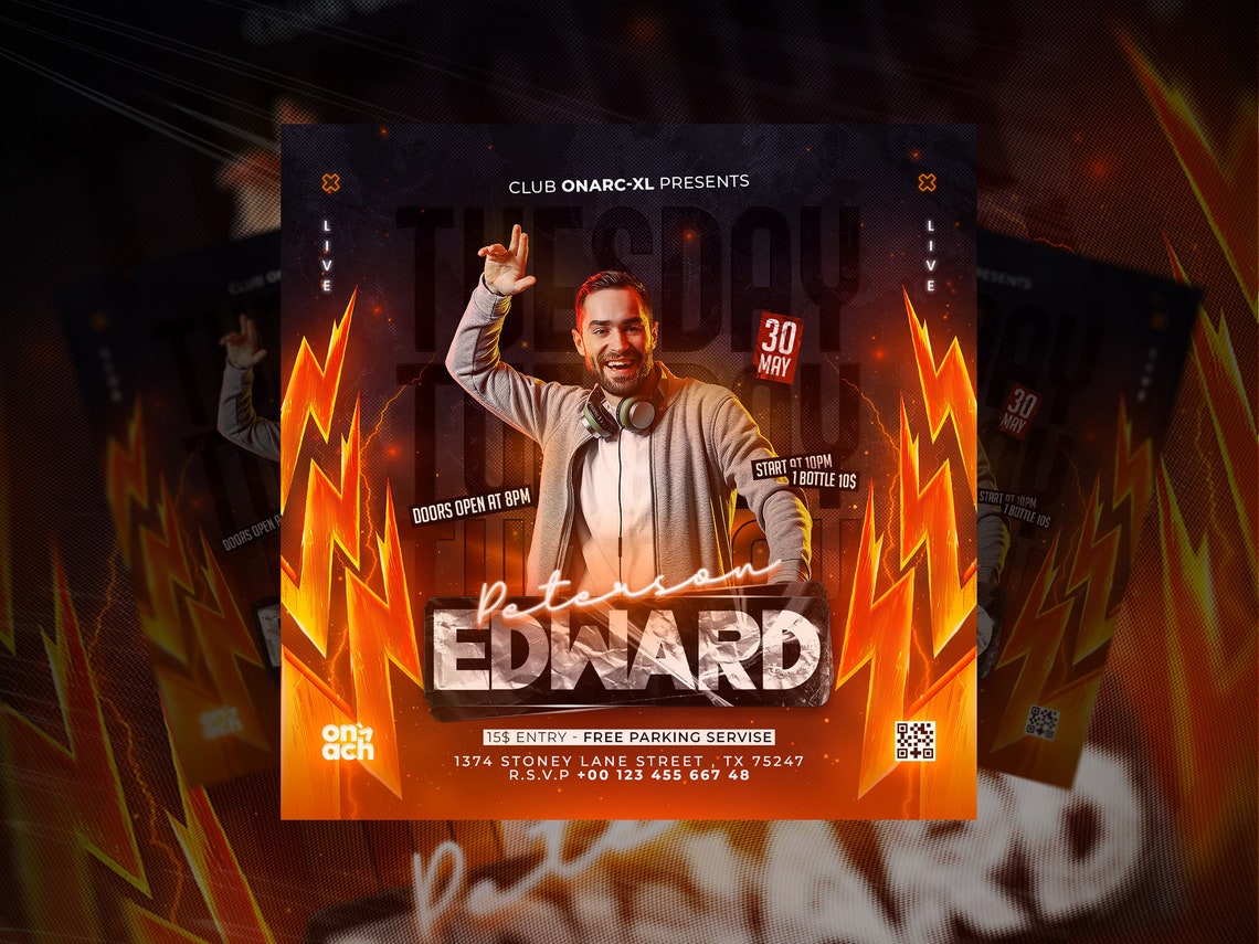 EDITABLE Club Flyer Template, Event Flyer, Night Club Invite Flyer, DJ ...