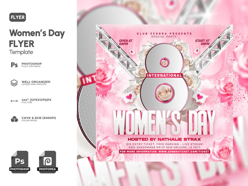 EDITABLE Women's Day Club Flyer Template, Event Flyer, Women's Day, DJ ...