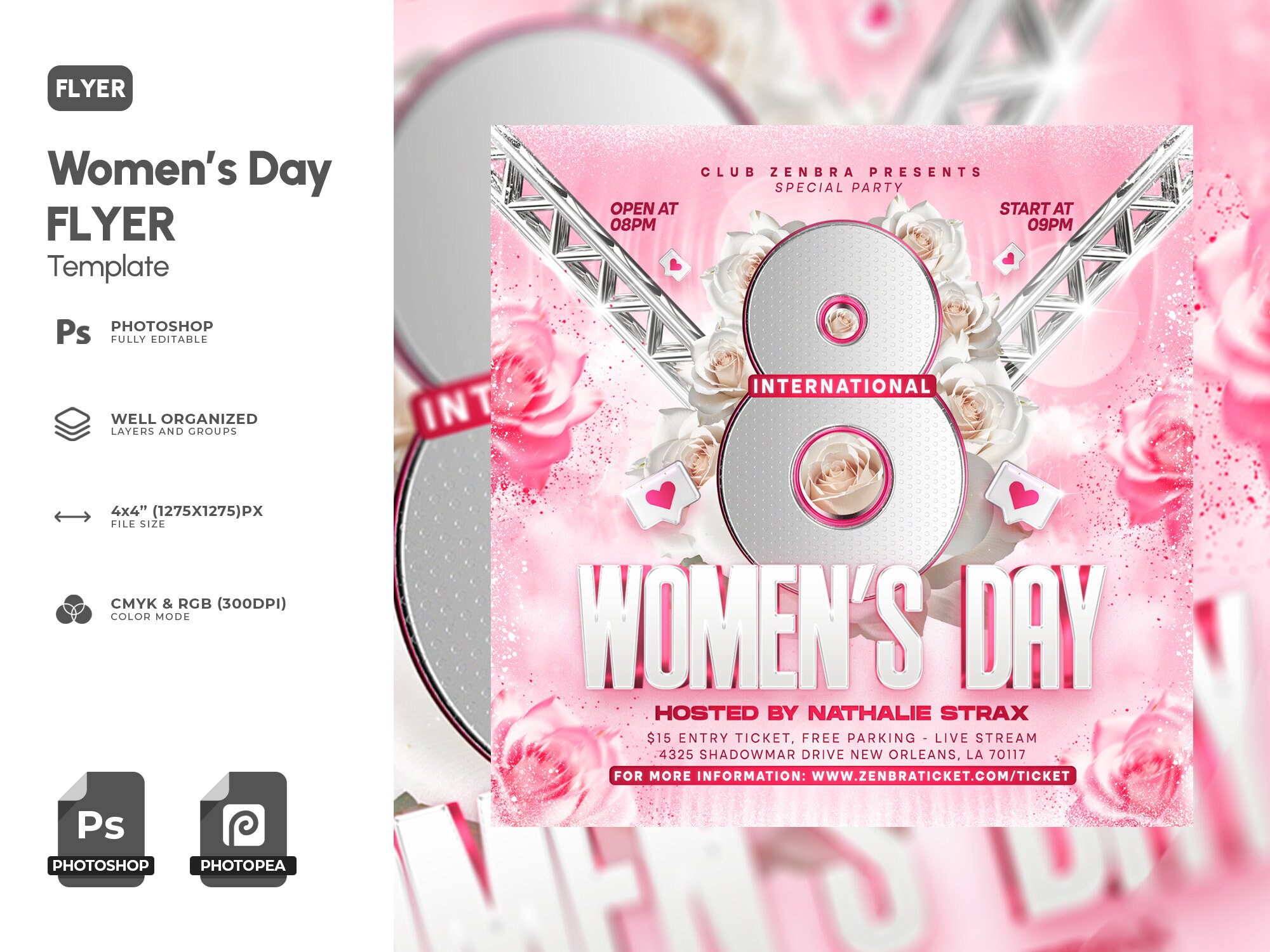 EDITABLE Women's Day Club Flyer Template, Event Flyer, Women's Day, DJ ...