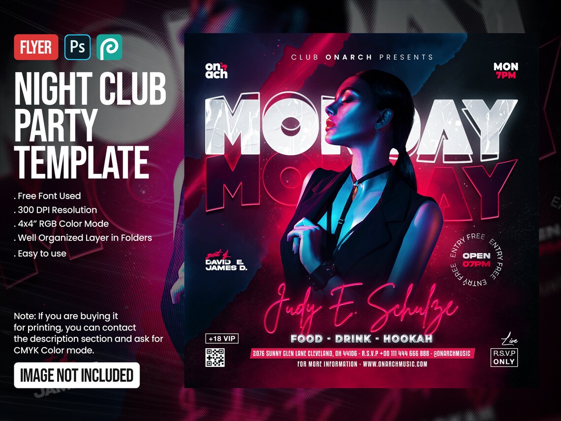 EDITABLE Club Flyer Template, Event Flyer, Night Club Invite Flyer, DJ ...