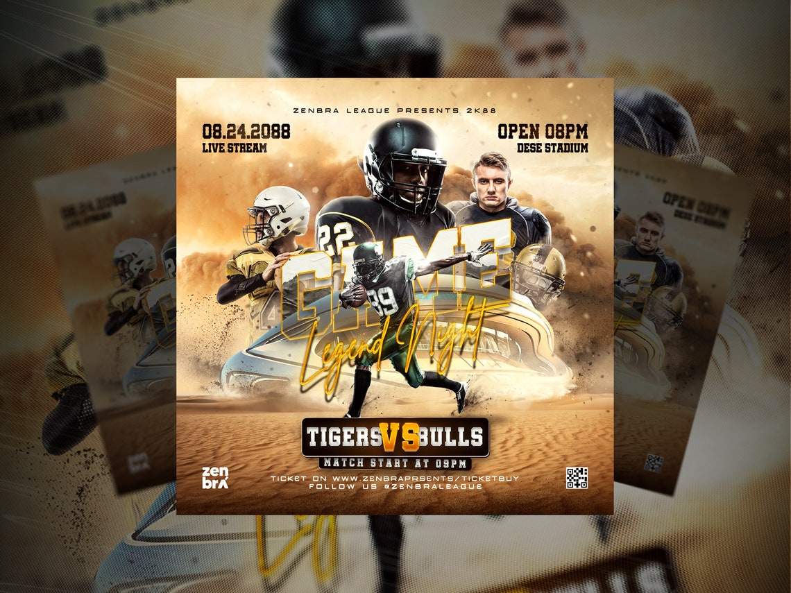Game Day Football Flyer Template, Event Flyer, Football Flyer, Digital ...