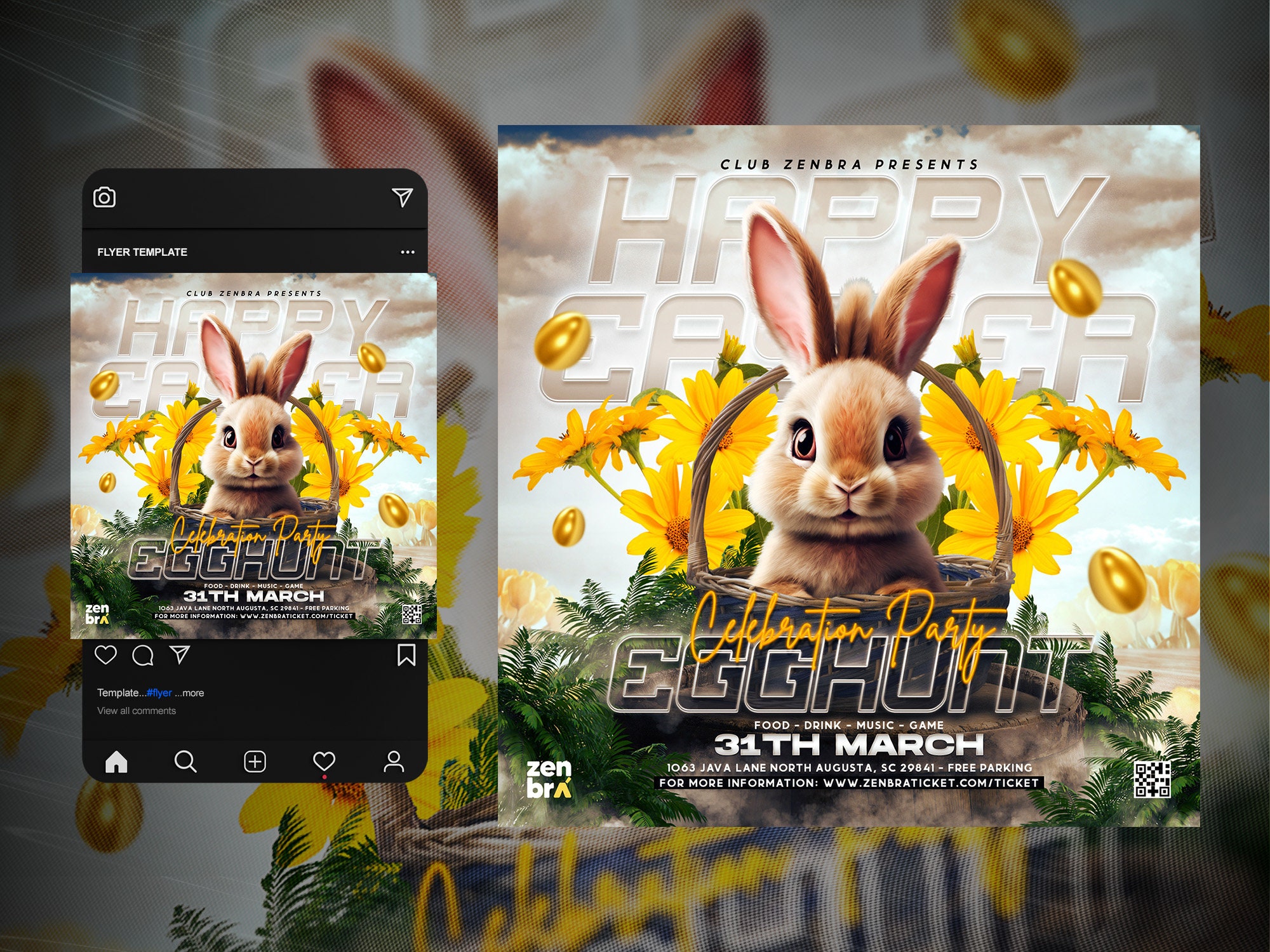 EDITABLE Happy Easter, Club Flyer Template, Event Flyer, Easter, DJ ...