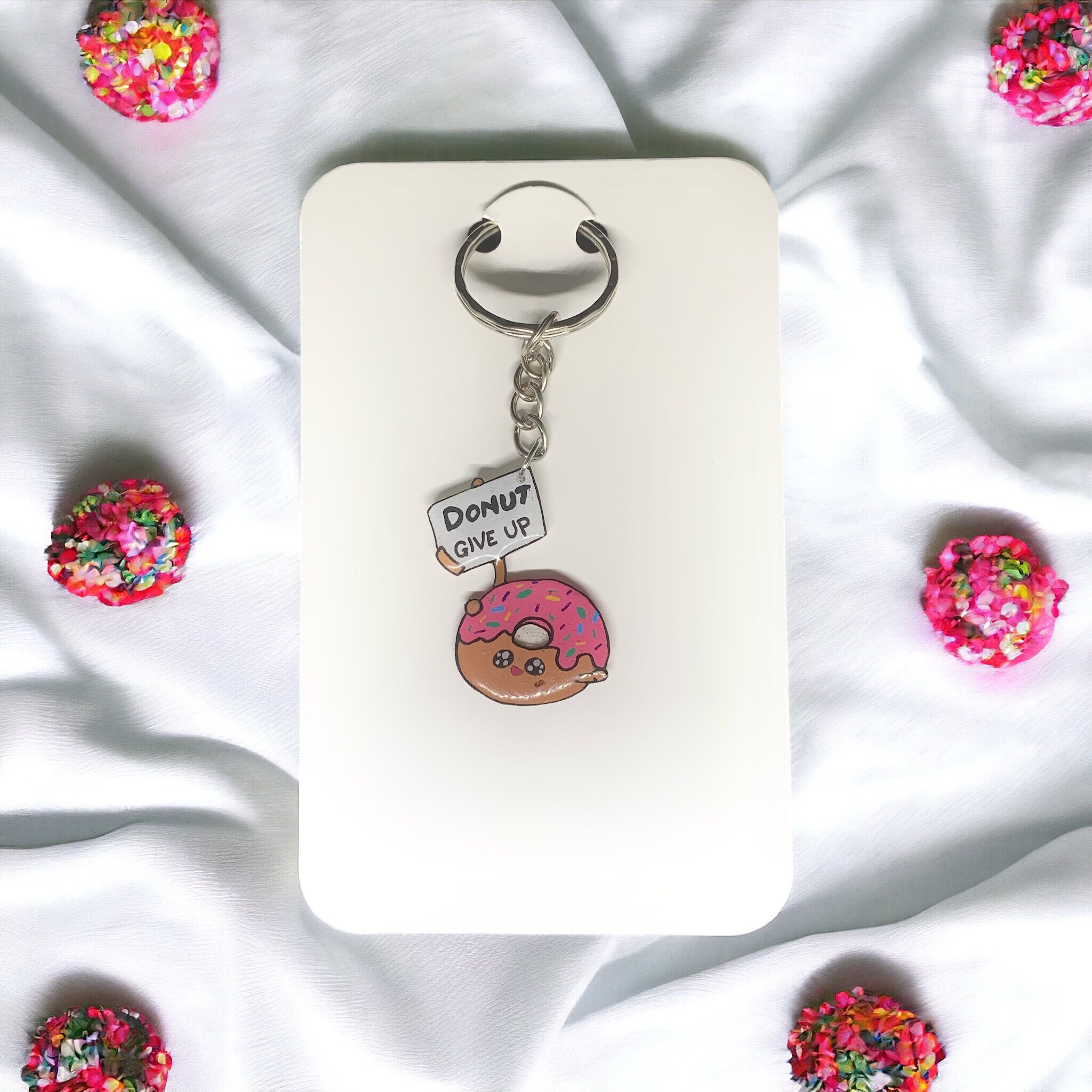 Donut Give up Keychain, Perseverance Gift, Hard Work Gift, Keep Going ...