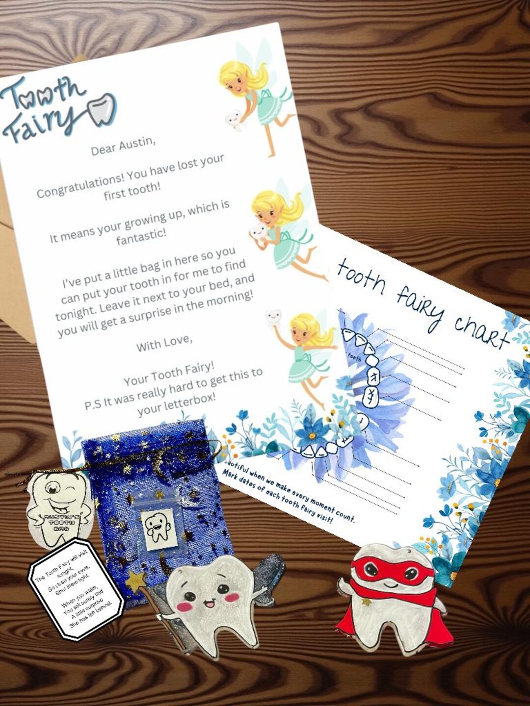 First Tooth Loss Letter Set: Fairy Post, Tooth Chart & Charm - Etsy