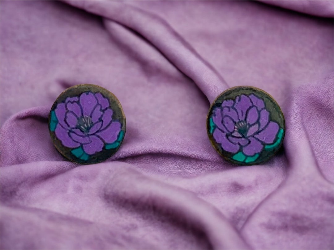 Single or Set Silver Modesty Pin / Brooch, Shawl Pin With Purple Flower ...