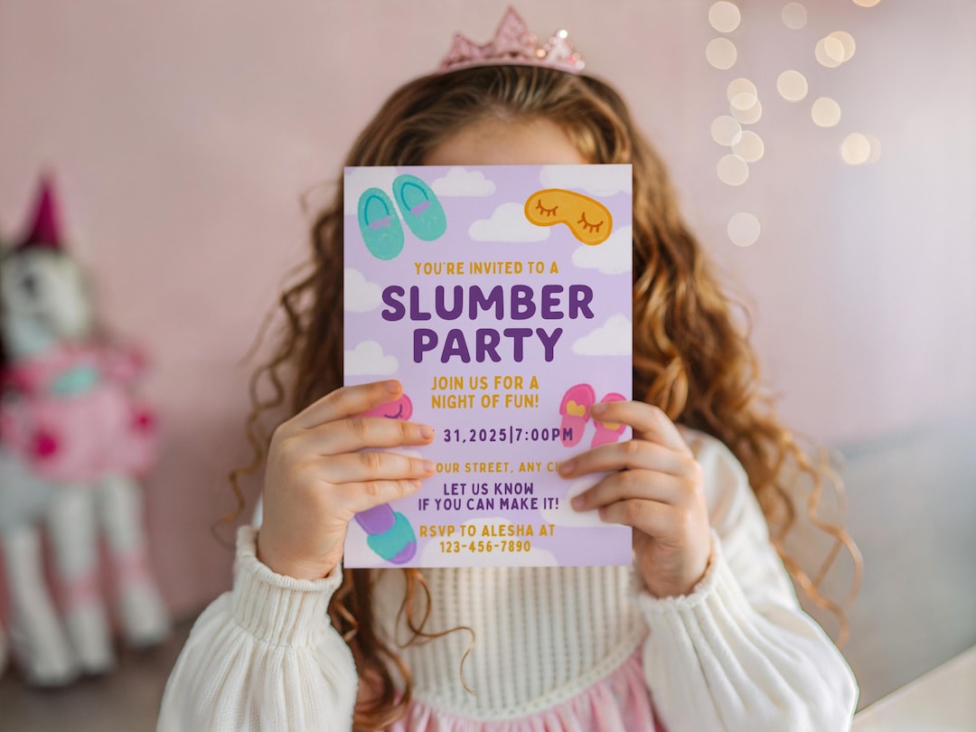 Slumber Party Invitation, Editable Sleepover Invite, Girl’s Pajama ...