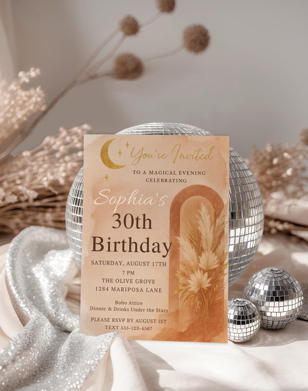 Boho 30th Birthday Invitation: Celestial Dinner Under the Stars ...