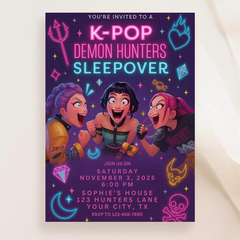 Kpop demon hunters sleepover invite - Etsy España