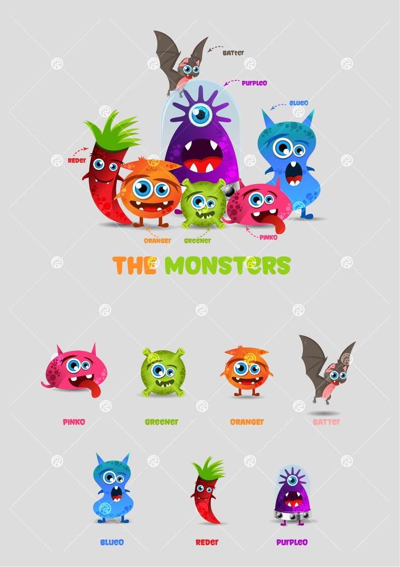 Monster Clipart, Cute Monster Clipart, Kids Activities & Craft - Etsy