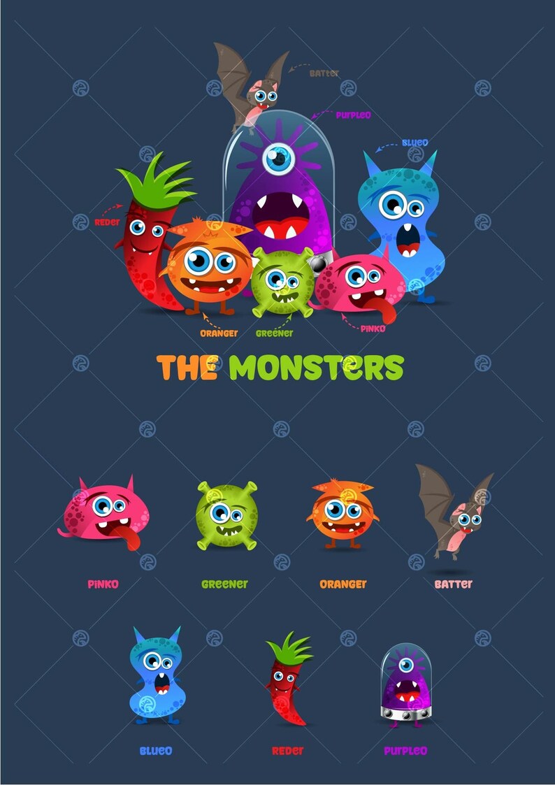 Monster Clipart, Cute Monster Clipart, Kids Activities & Craft - Etsy