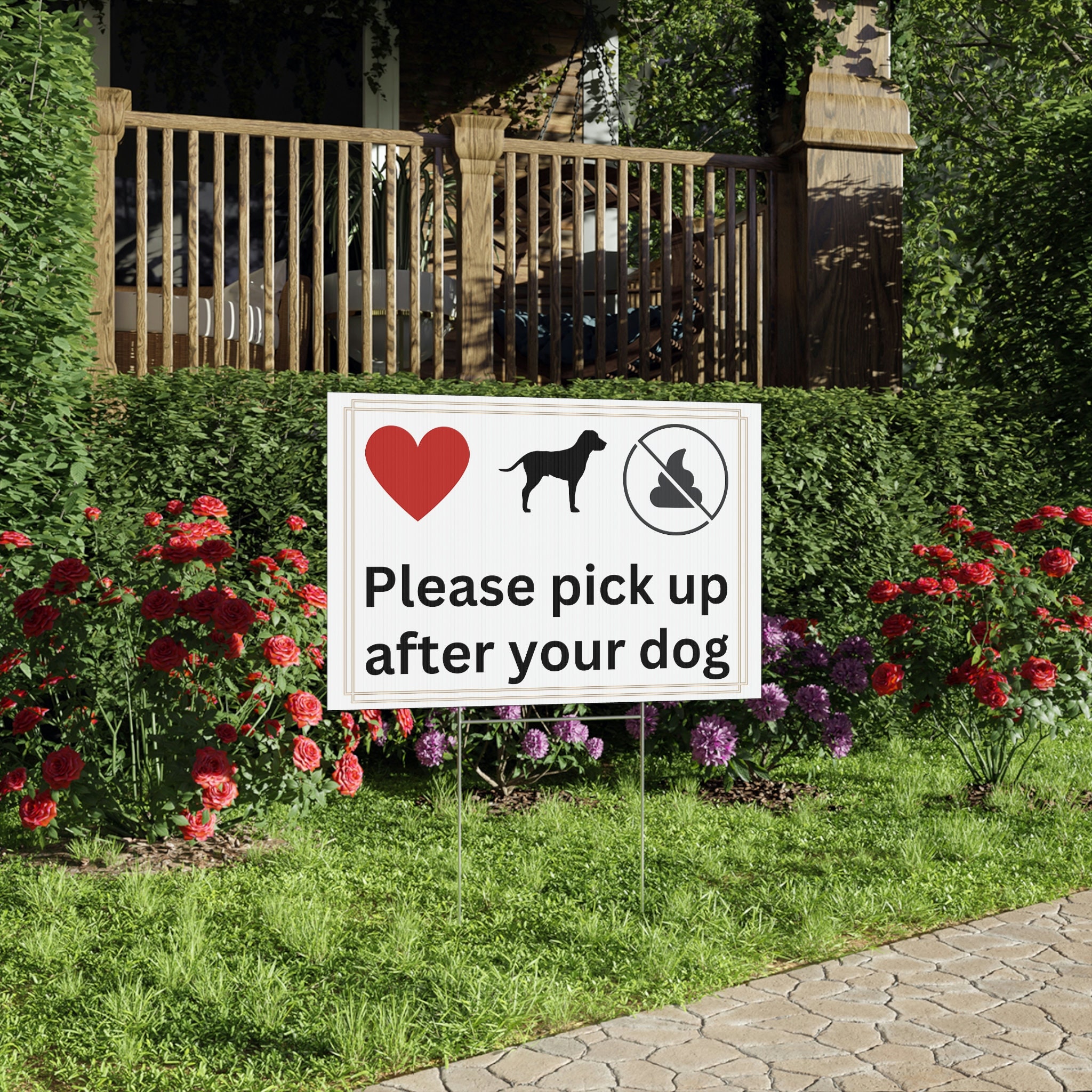 Please Pick up After Your Dog Yard Sign, Love Dogs Not Their Poop Lawn ...