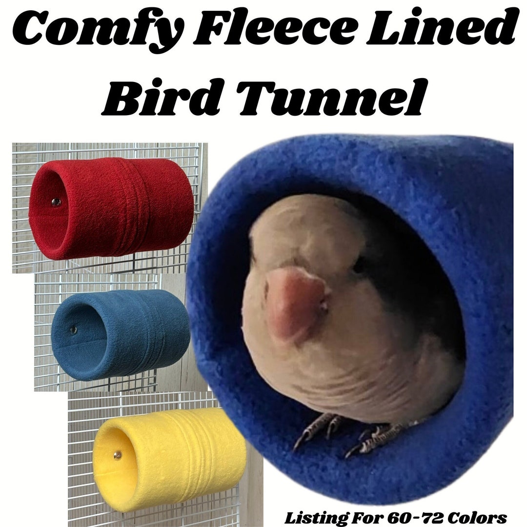 Bird Hut, Parrot Tent, Parakeet Tunnel Handmade Fleece Lined, Safe Bird ...