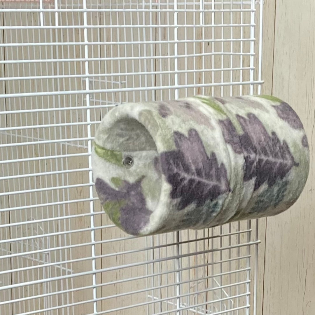 SAFE Cozy Bird & Parrot Hut, Tent, Tunnel, Purple and Green Leaves Anti ...