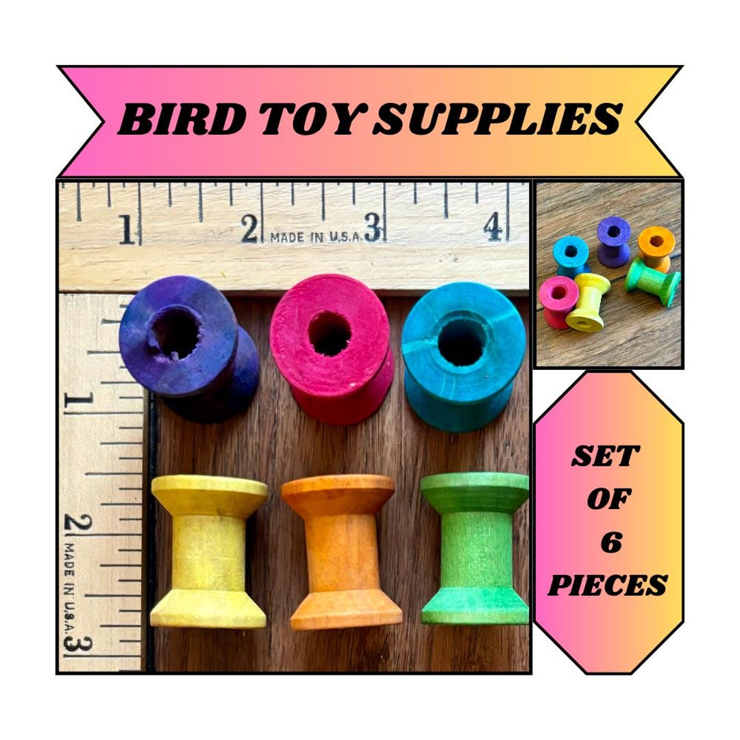 Wooden Spool Bird Toy Part Making DIY Parrot Toy Bird Cage Accessory ...