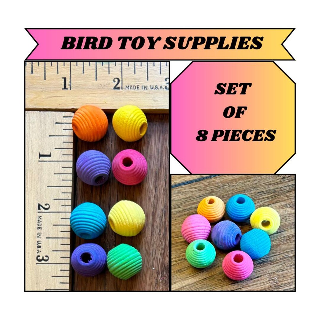 Wooden Ripple Sphere Bird Part Toy Making DIY Parrot Toy Bird Cage ...