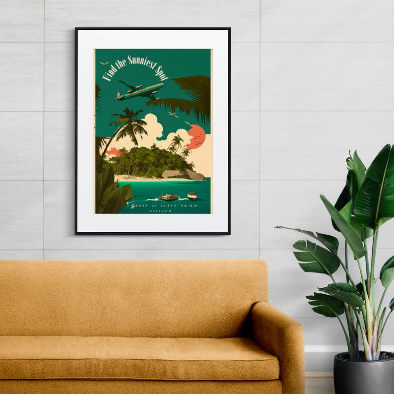 Vintage Island Travel Poster Print | Find the Sunniest Spot | Multiple ...