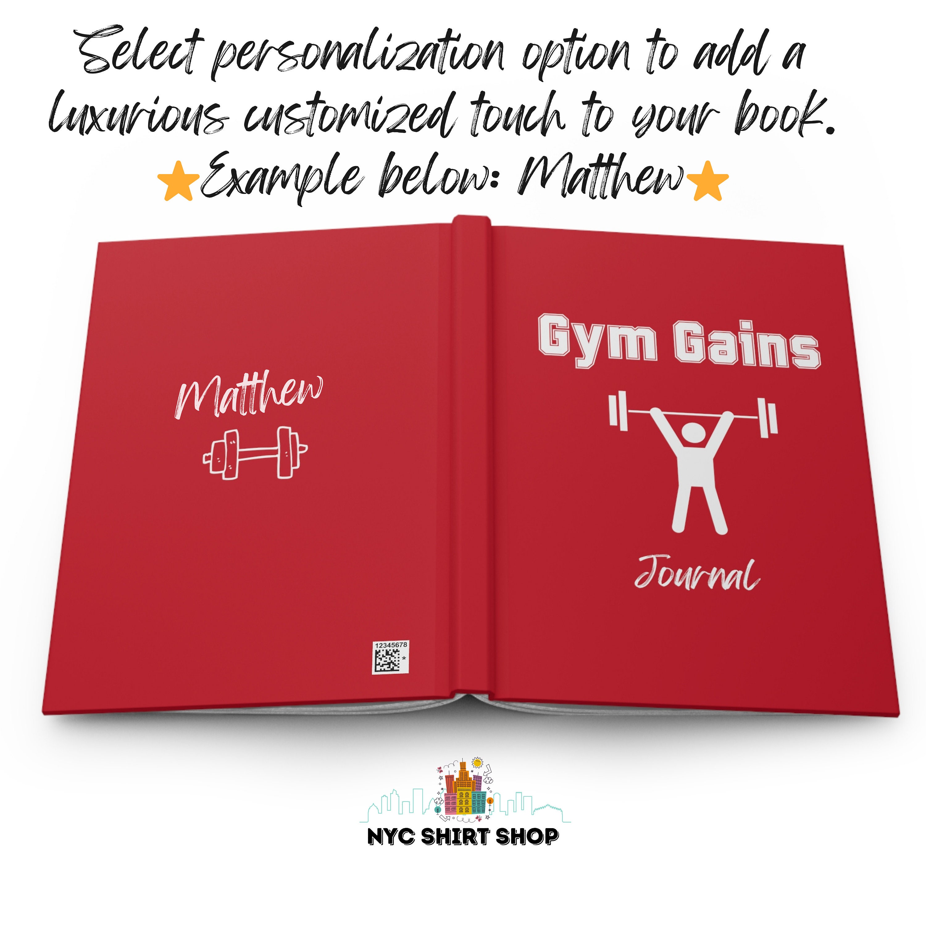 Fitness Hardcover Journal, Personalized Gym Journal, Chic Workout ...