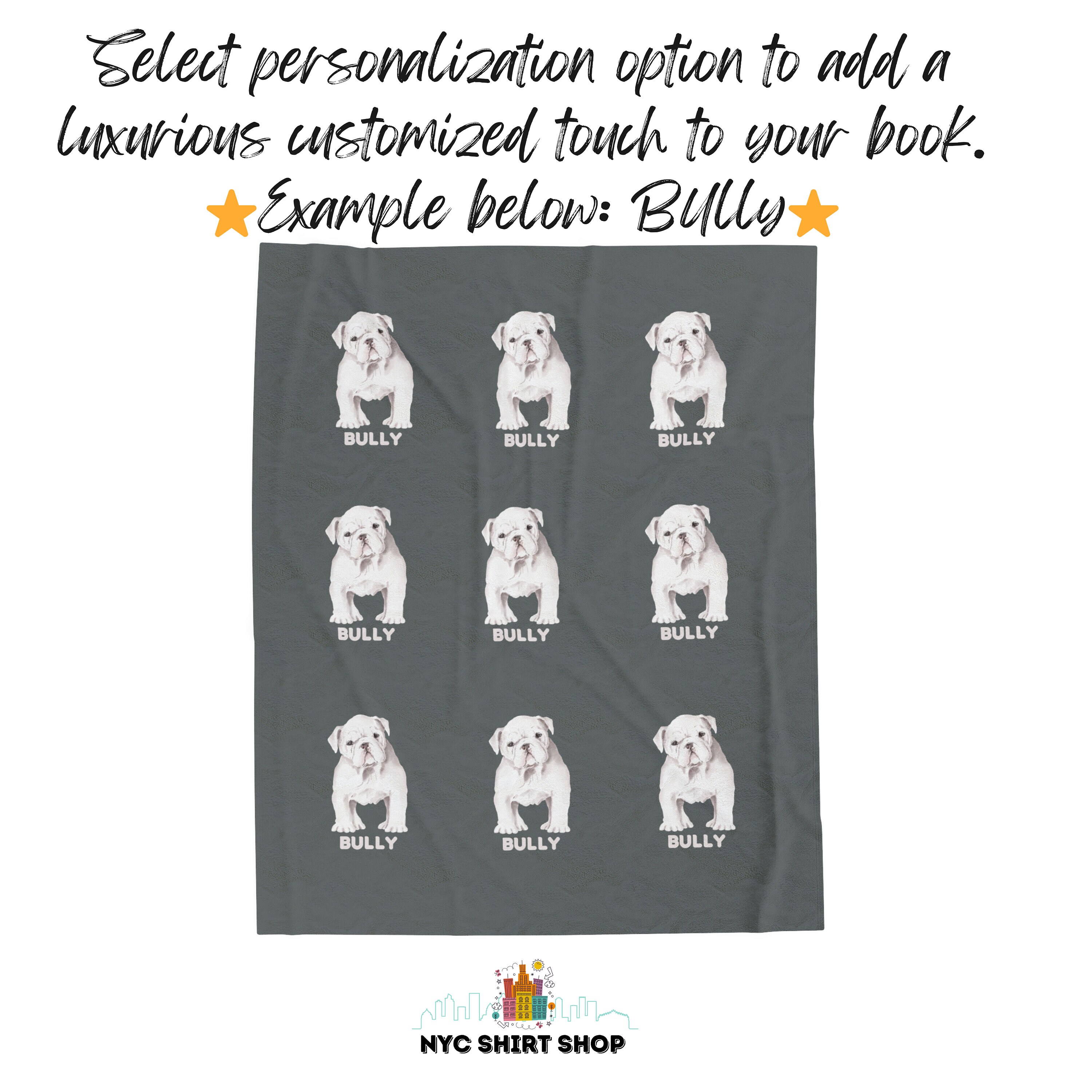 Bully, Blanket, Cozy Chic English Bulldog Throw, Personalized Gift for ...