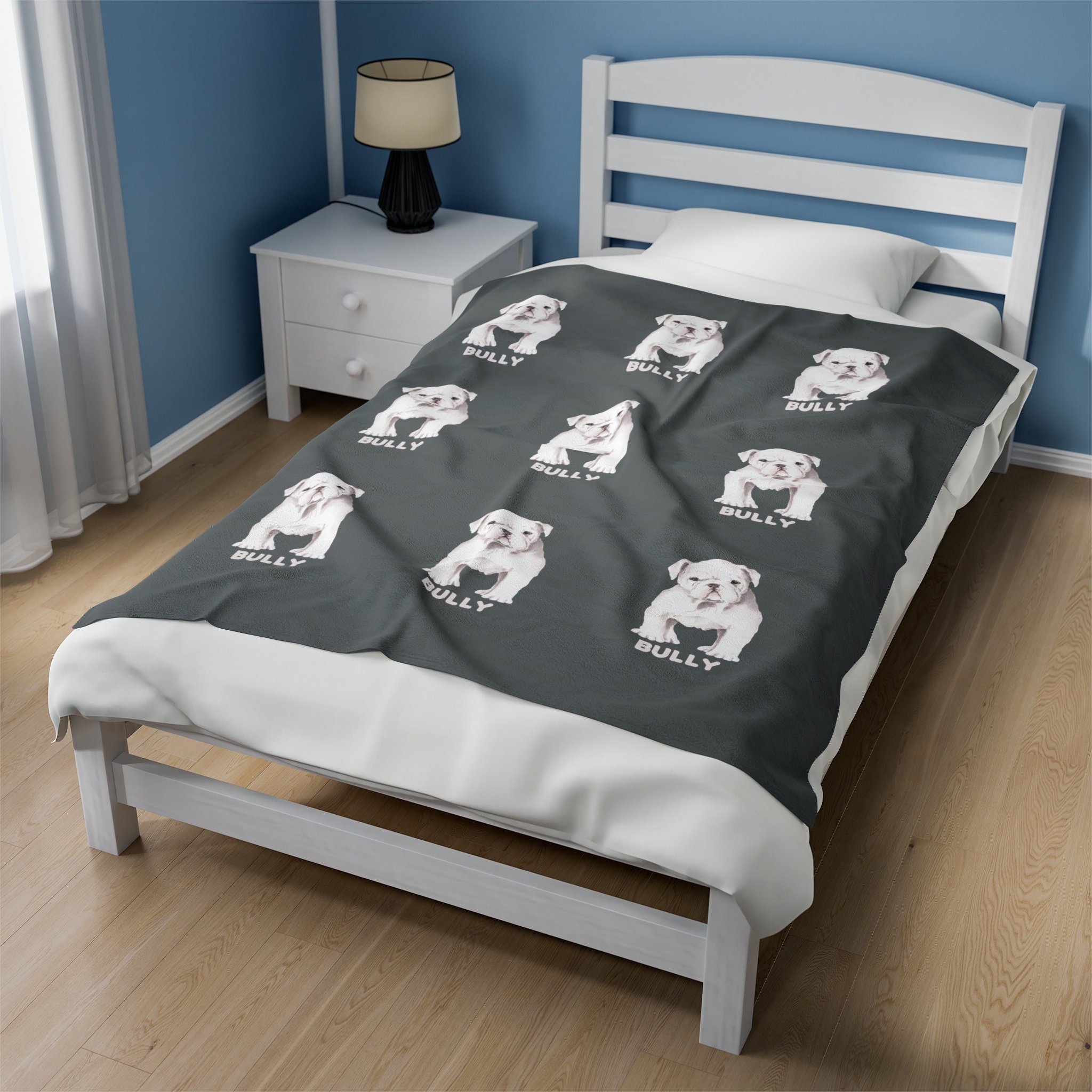 Bully, Blanket, Cozy Chic English Bulldog Throw, Personalized Gift for ...