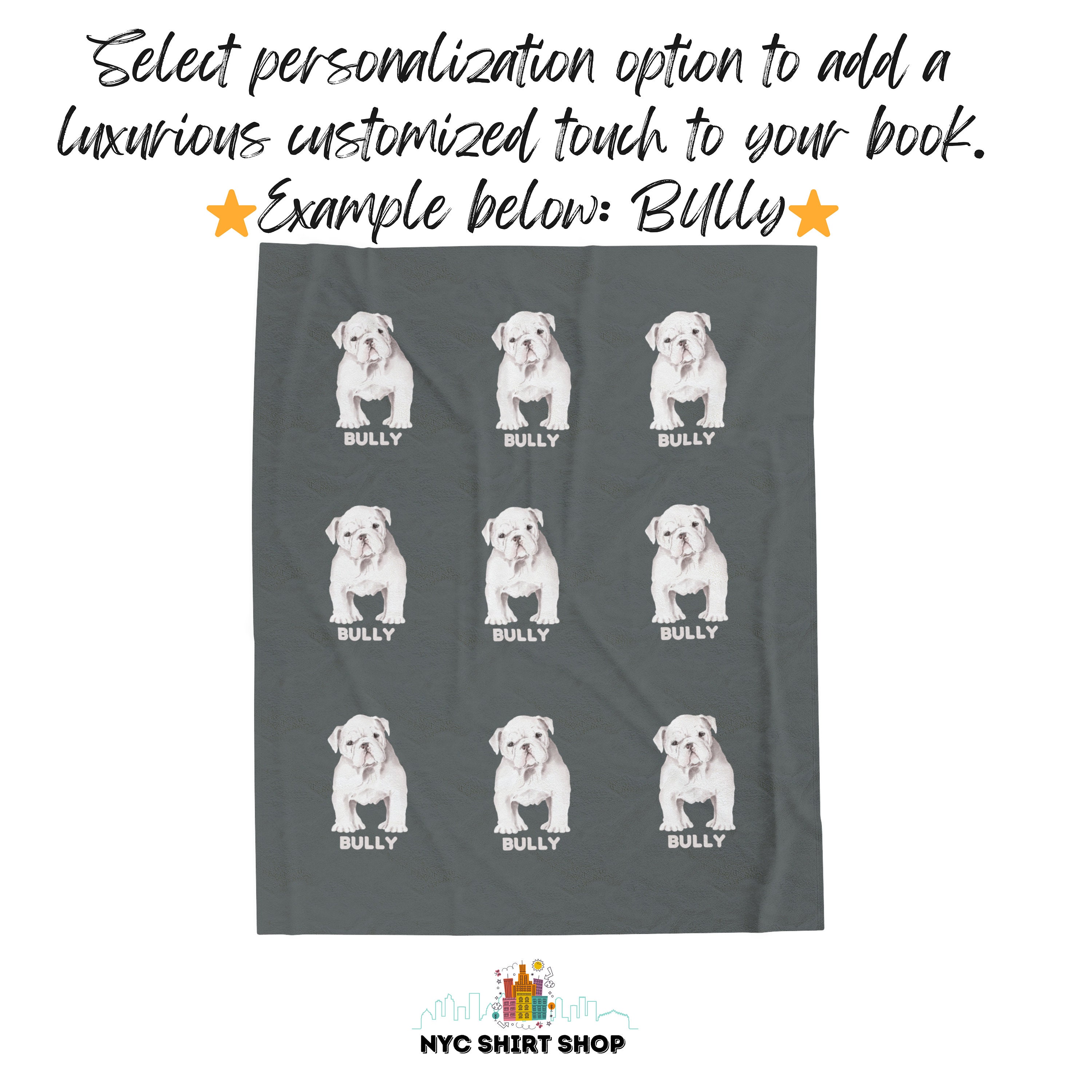 Bully, Blanket, Cozy Chic English Bulldog Throw, Personalized Gift for ...