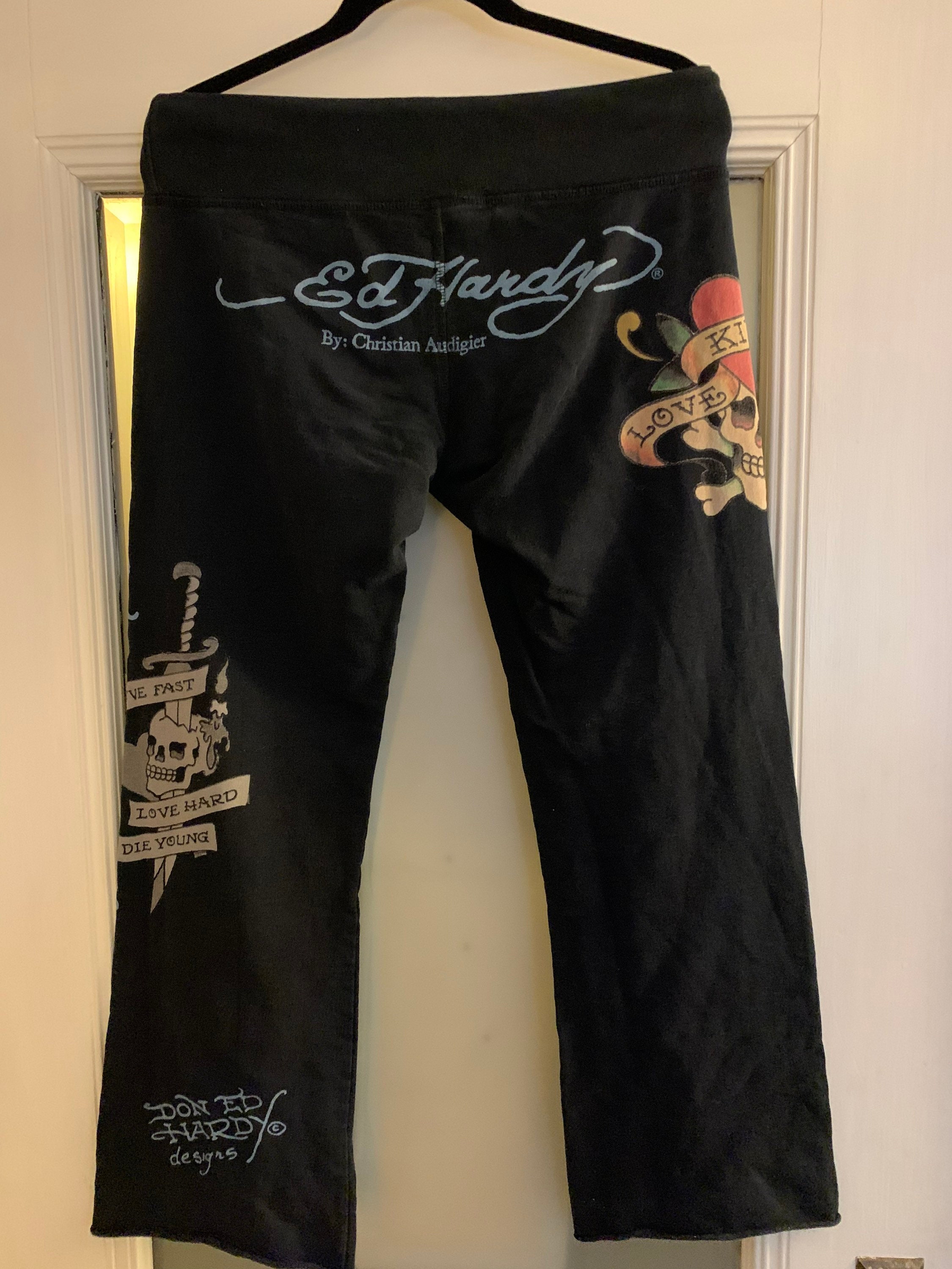 Vintage Ed Hardy Flared Low Rise Sweatpants - Etsy