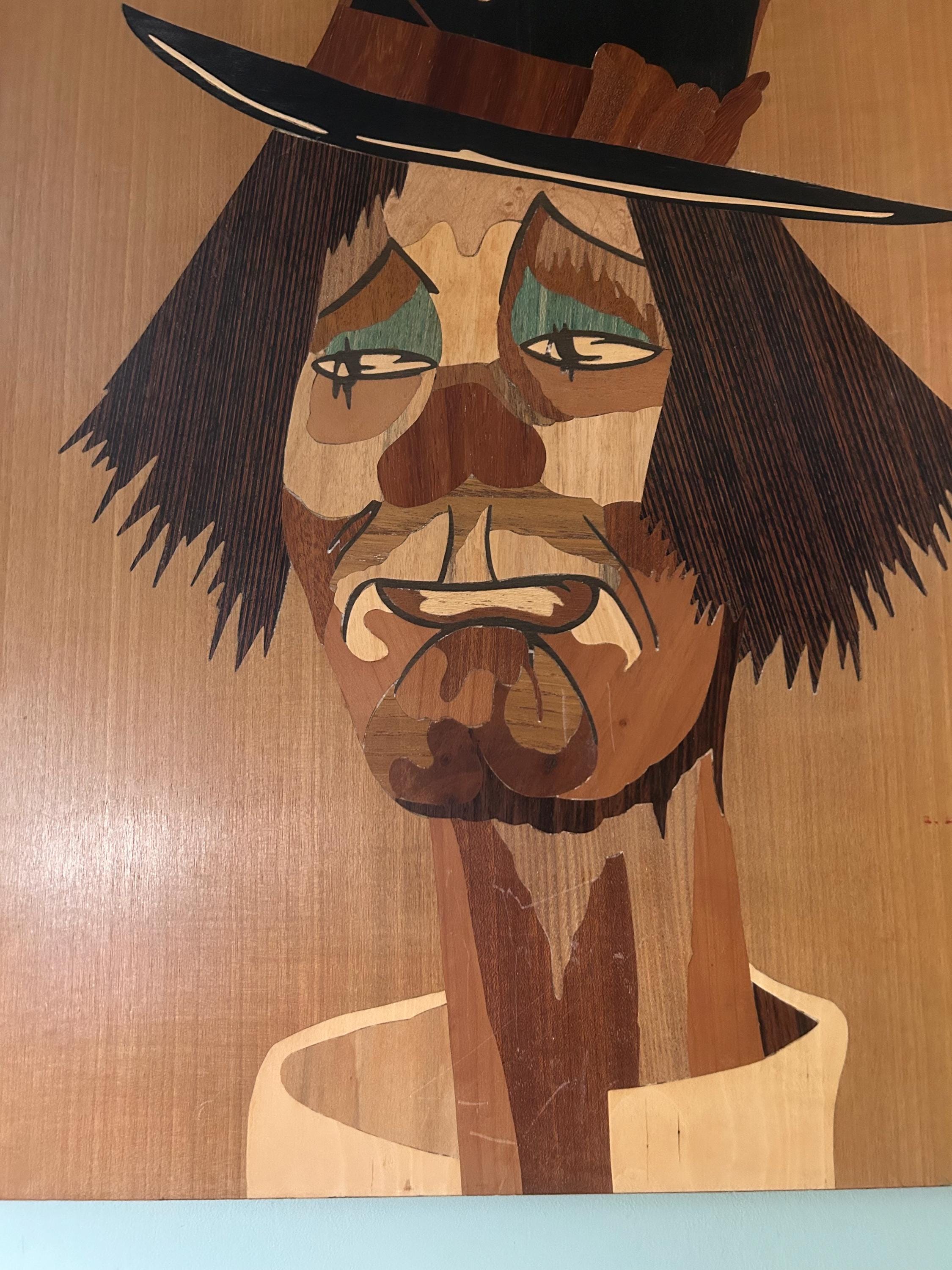 Italian Inlay Marquetry Panel Sad Clown Face Wood Portrait Picture Wall ...