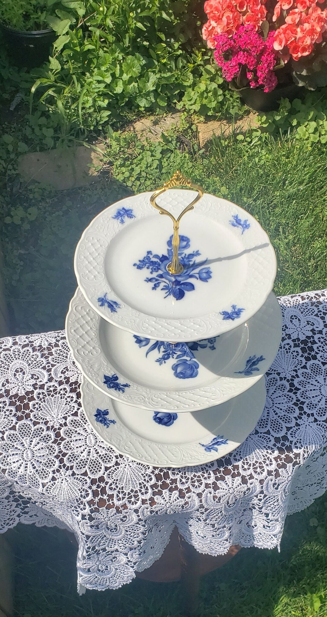 Handcrafted 3 Tier Cake Stand, Echt Cobalt Bavaria Schumann Arzberg ...