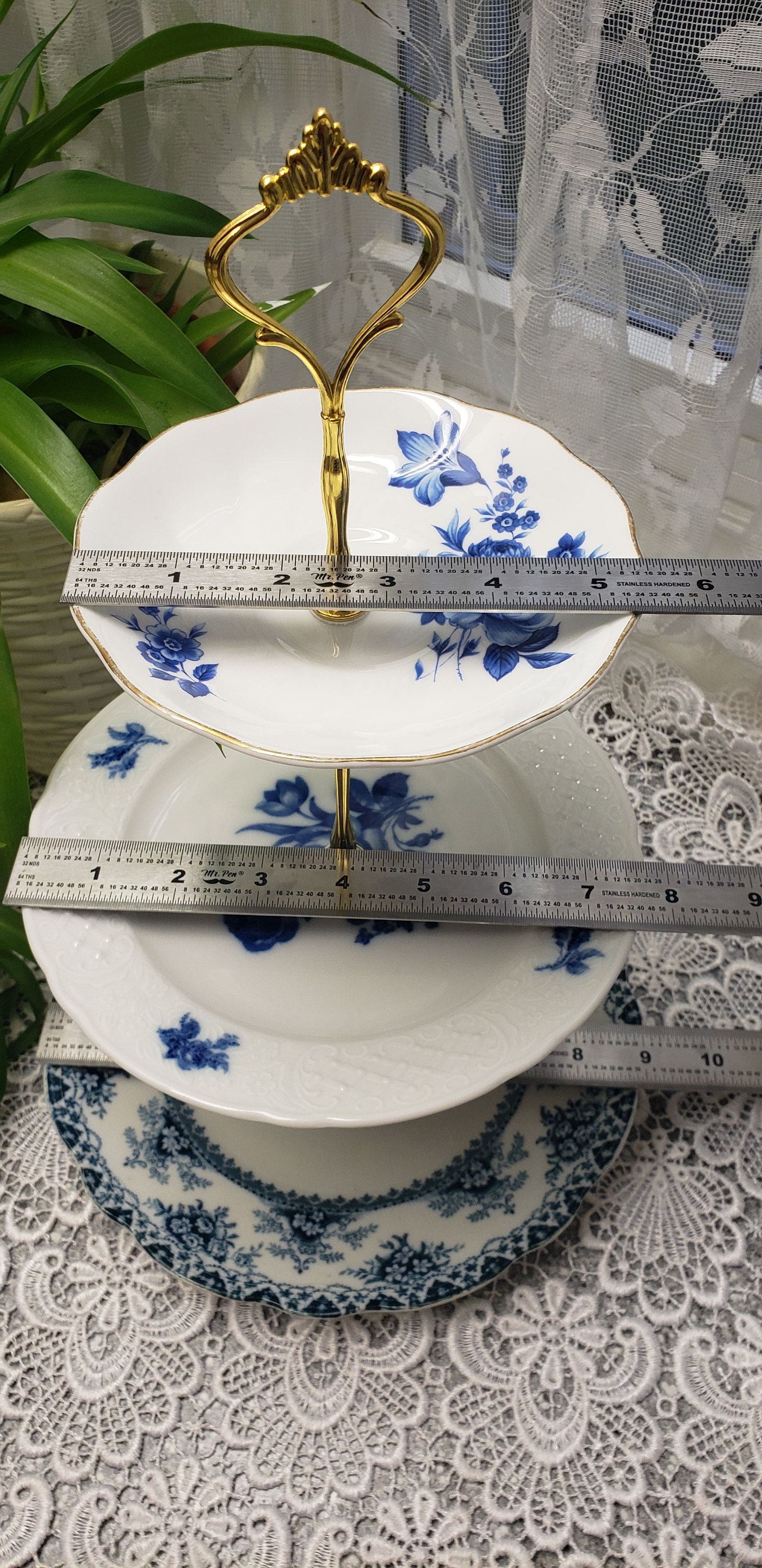 Handcrafted 3 Tier Cake Stand, Blue and White Royal Grafton Fine Bone ...