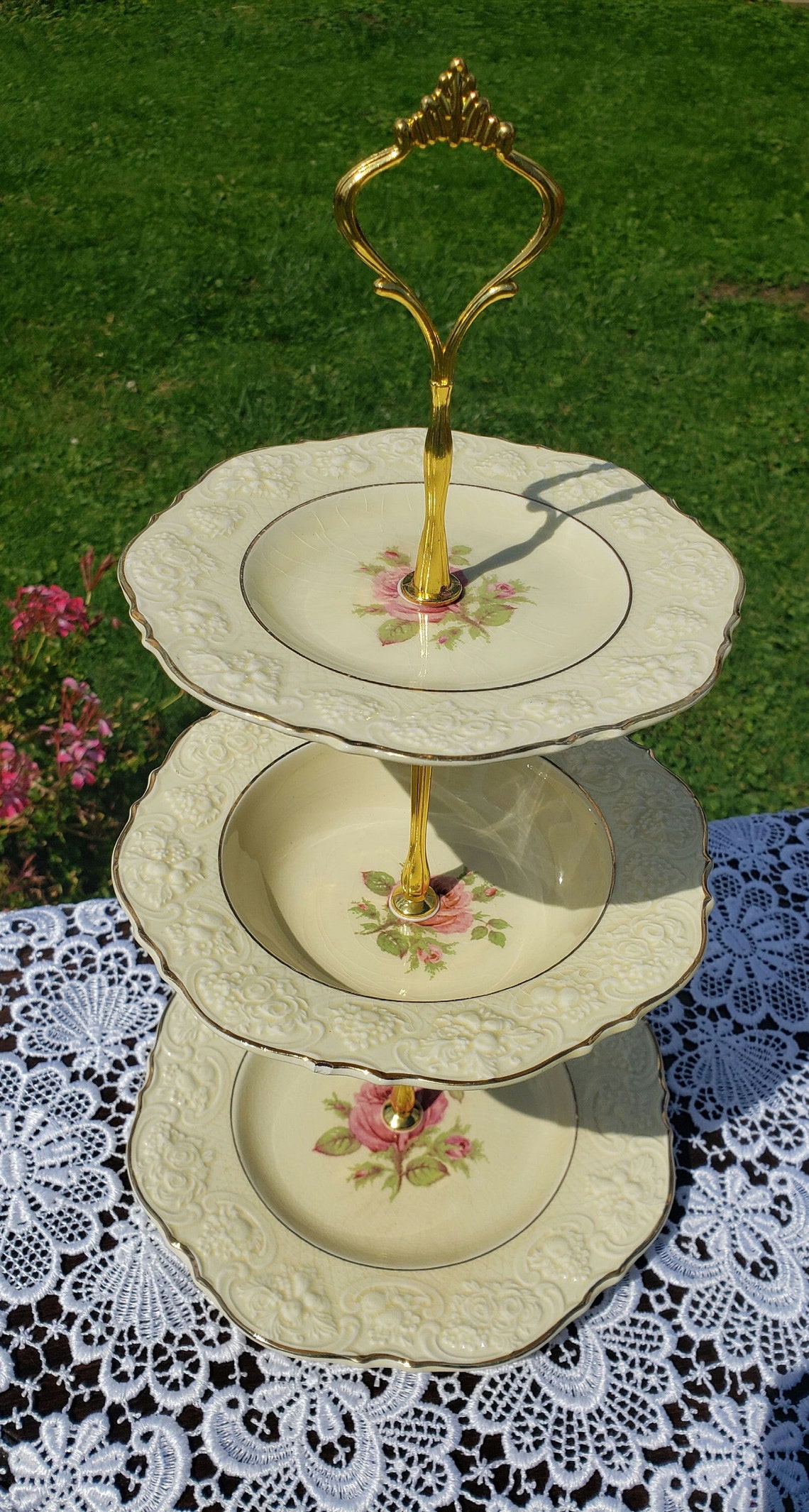 Handcrafted 3 Tier Cake Stand, Crown Ware "ducal" China Made in England ...