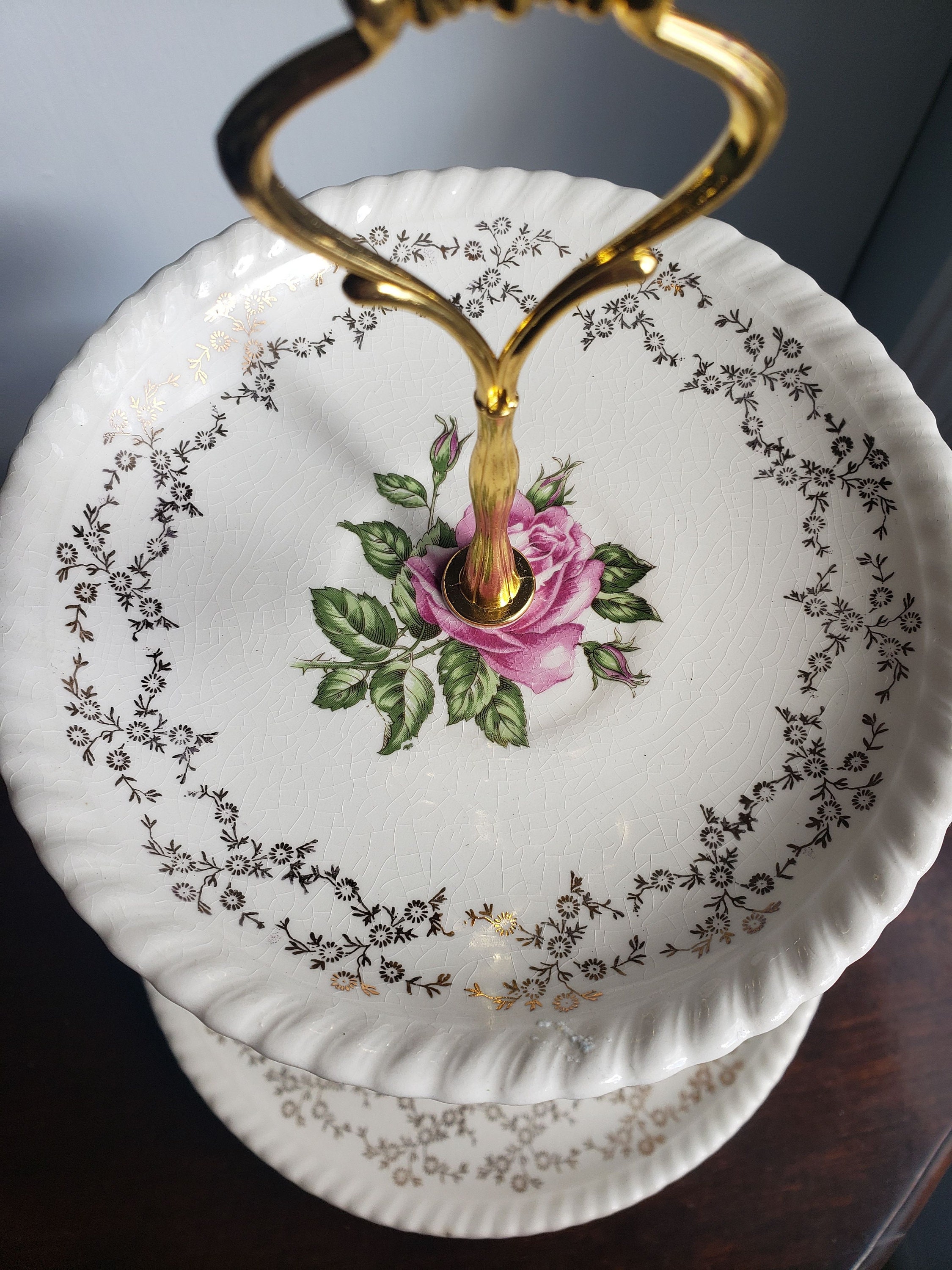 Handcrafted 3 Tier Cake Stand, British Empire Ware rosebud 2 1230-54 ...