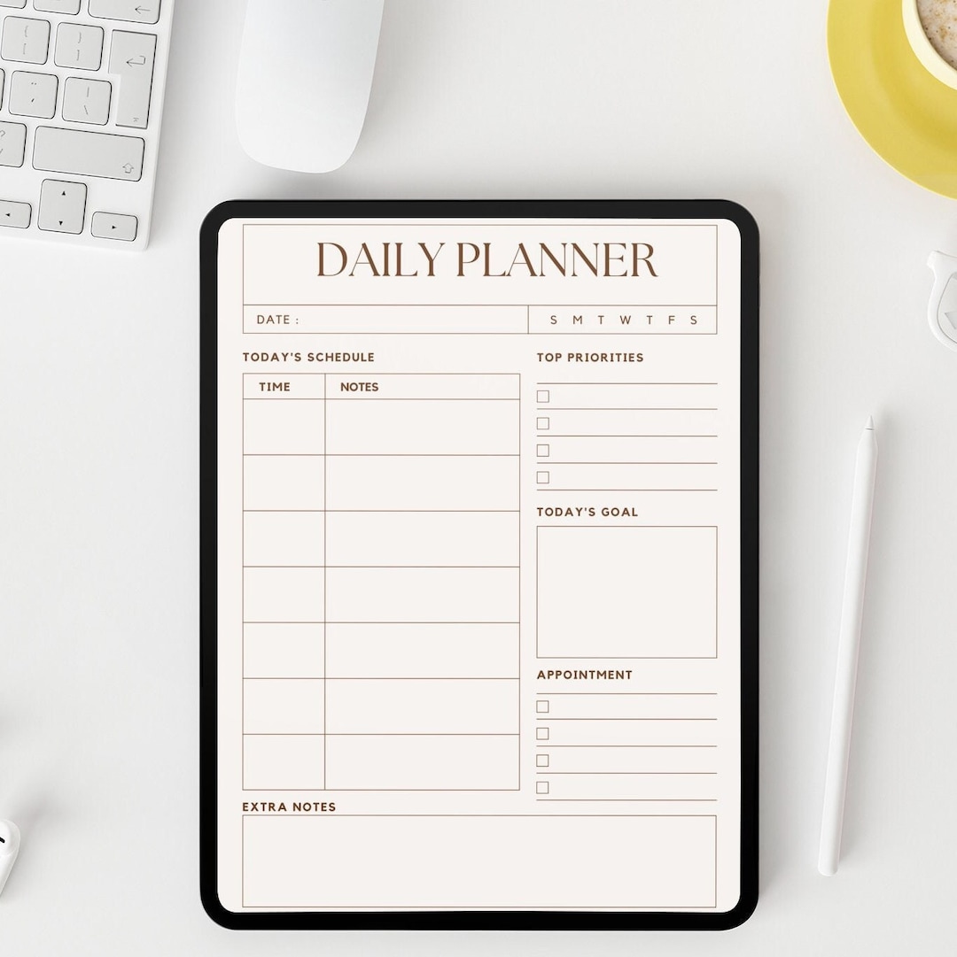 Digital Daily Planner, Printable Planner, Digital Agenda, Planner, Chic ...