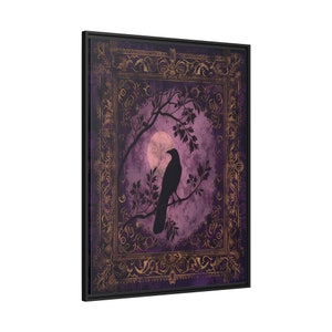 Raven Painting on Framed Matte Canvas for Mystical Gothic Art Lovers ...