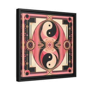 Pink Yin Yang Painting on Framed Matte Canvas for Art Deco Style Lovers ...