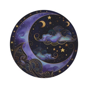 Round Celestial Rug for Indoors Art Deco Design Home Decor With Dreamy ...